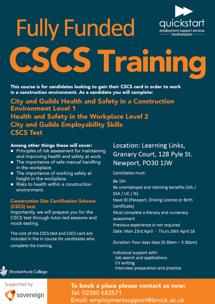 Free CSCS training: - WP Recruitment - Isle of Wight Job Vacancies